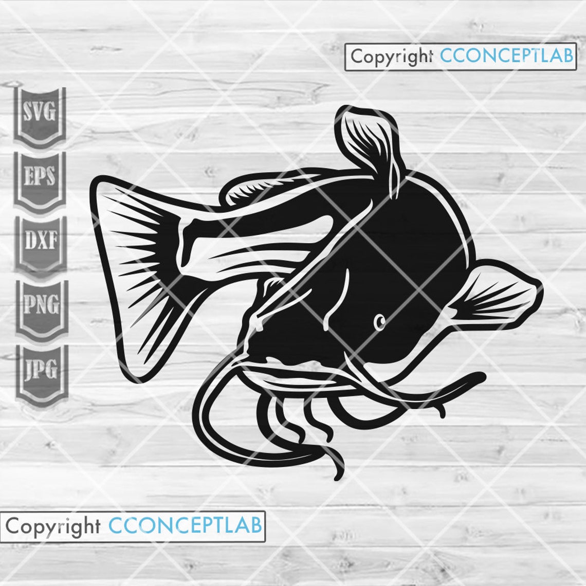 Catfish Svg Cat Fish Clipart Lake Fishing Stencil River - Etsy