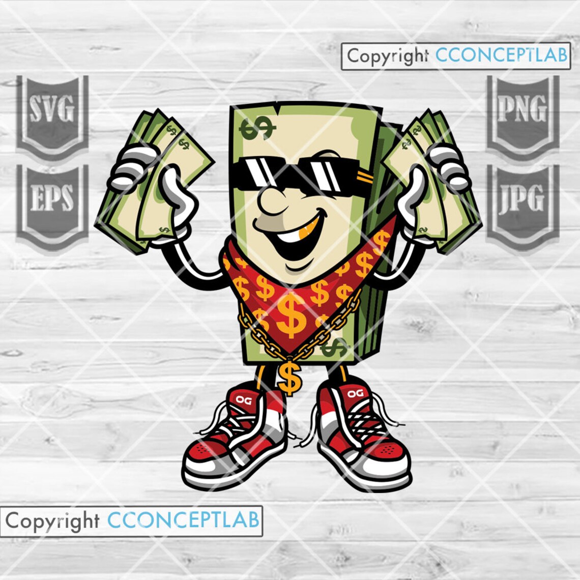 Money Gangster Svg | Cool Dollar Bill Clipart | Dollar Sign Cut File ...