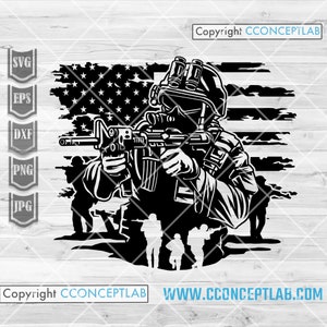 US Military Scene Svg Combat Weapon Stencil War Zone Cutfile Soldier ...