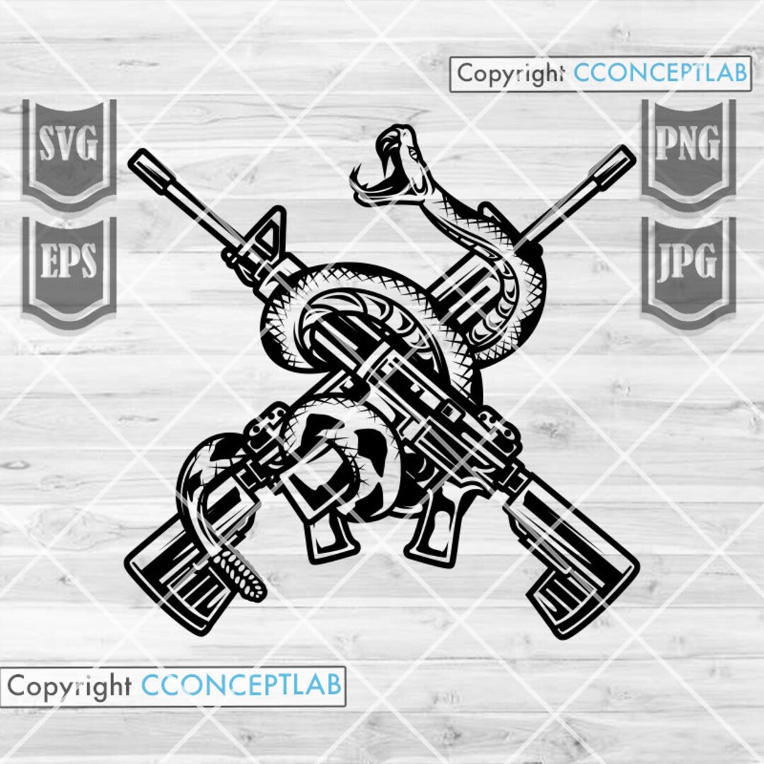 Snake Tactical Svg Gun and Snake Svg Rattle Snake Svg Guns Svg Reptile ...