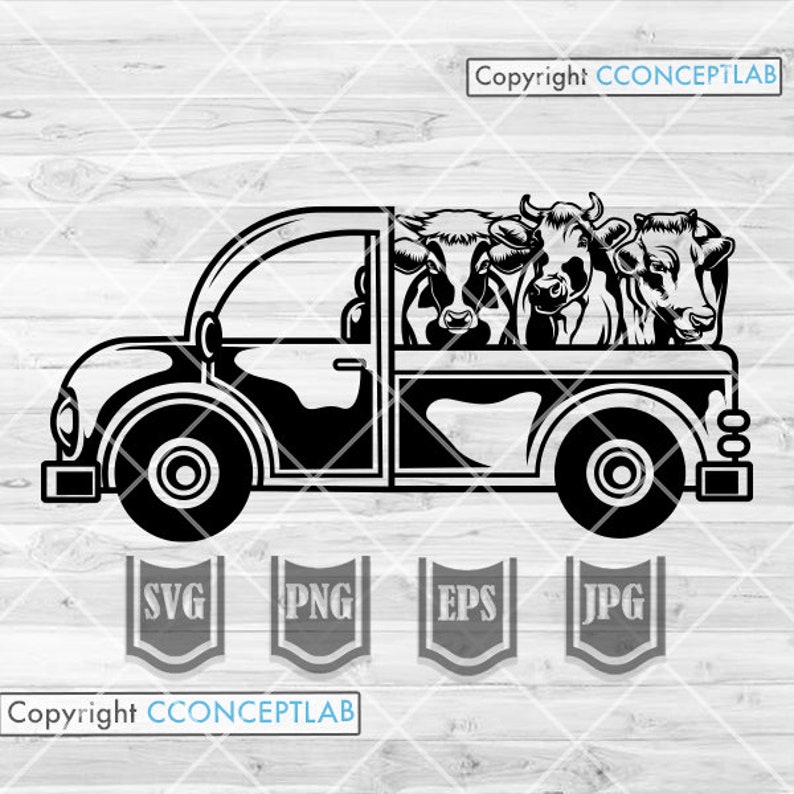 Farm Cow in Truck Svg Farm Animal Svg Farm Truck Svg - Etsy
