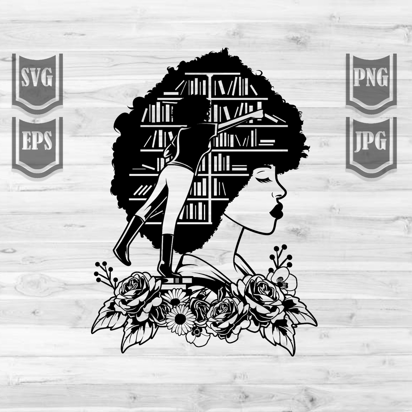 Afro Black Women Book Lover || Svg File || Book Lover Svg || Book Girl ...