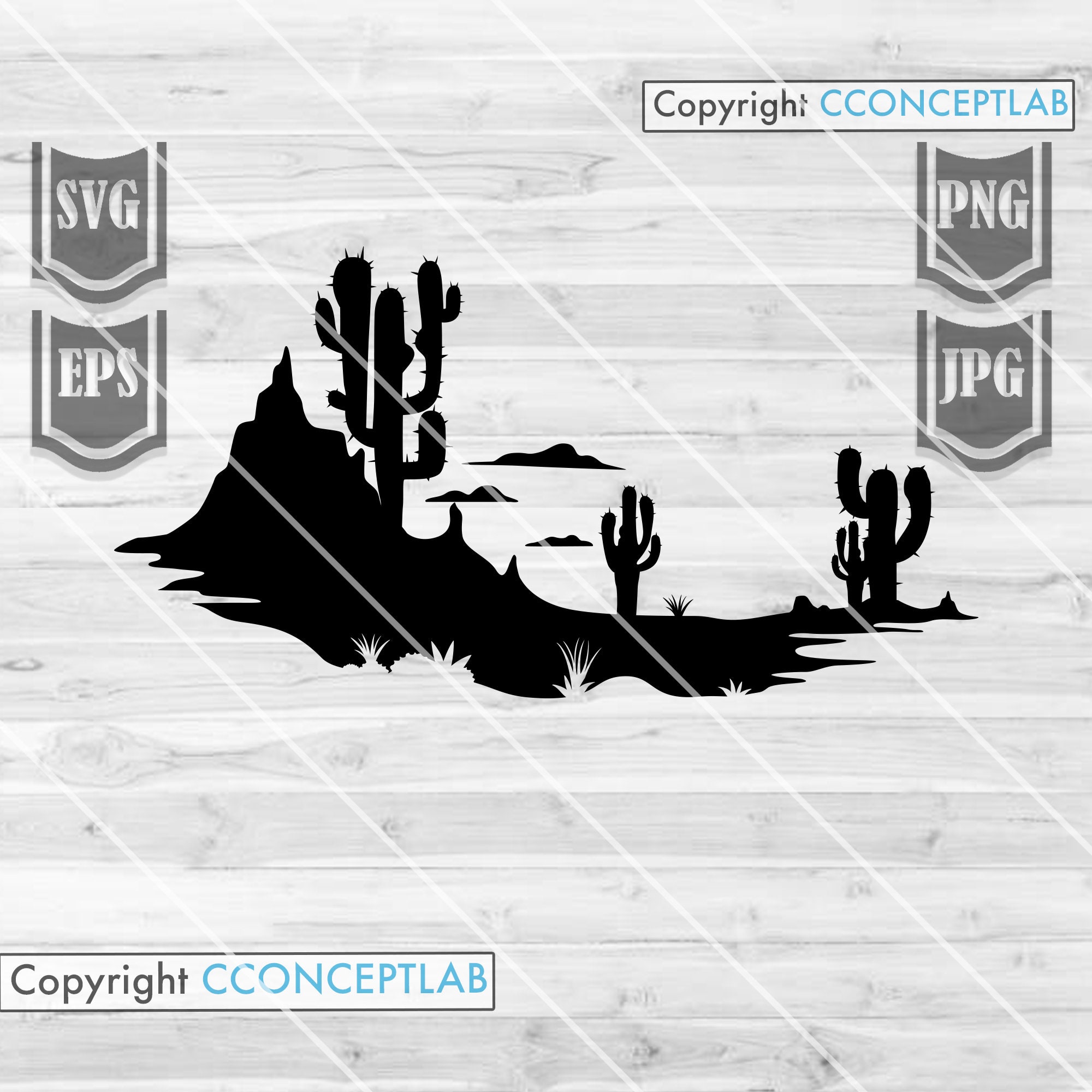 Cactus Desert Svg File Cactus Svg Western Landscape Svg | Etsy