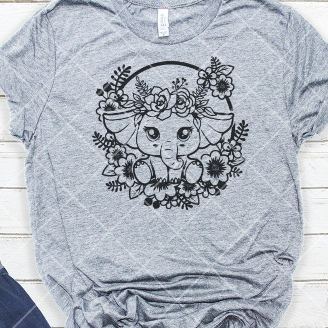 Cute Baby Floral Elephant Svg Floral Elephant Png Cute - Etsy