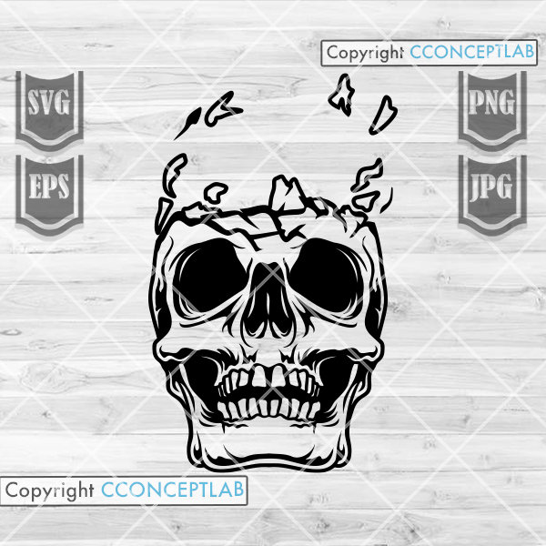 Skull Broken Head Svg Broken Human Skull Svg Broken Skull - Etsy