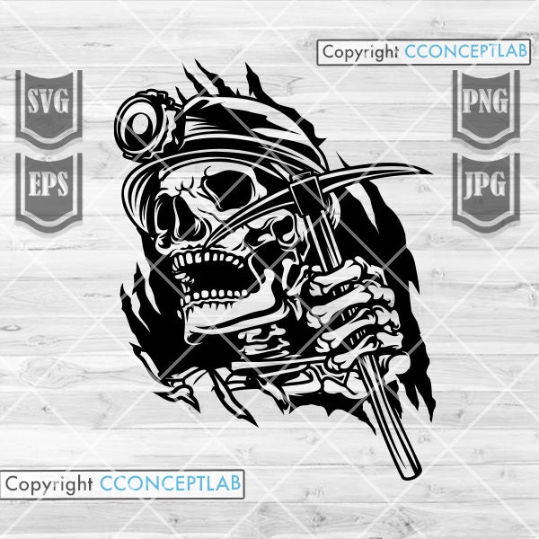 Miner Skull Svg Mining Svg Miner Dad Svg Mining Clipart - Etsy