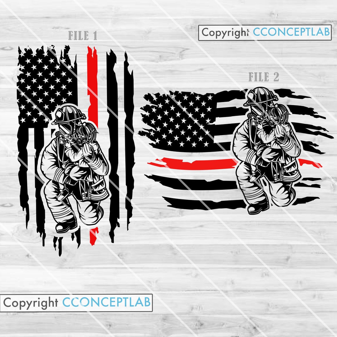 USA Firefighter Rescue Svg | US Red Thin Line Clipart | Rescue Stencil ...