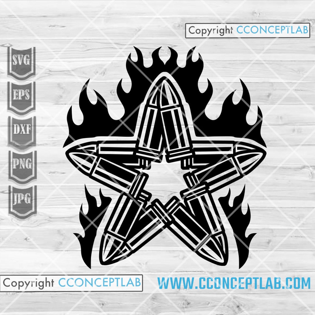 Bullet Star Svg Military Cutfile US Army Shirt Png Soldier Dad Cutfile ...