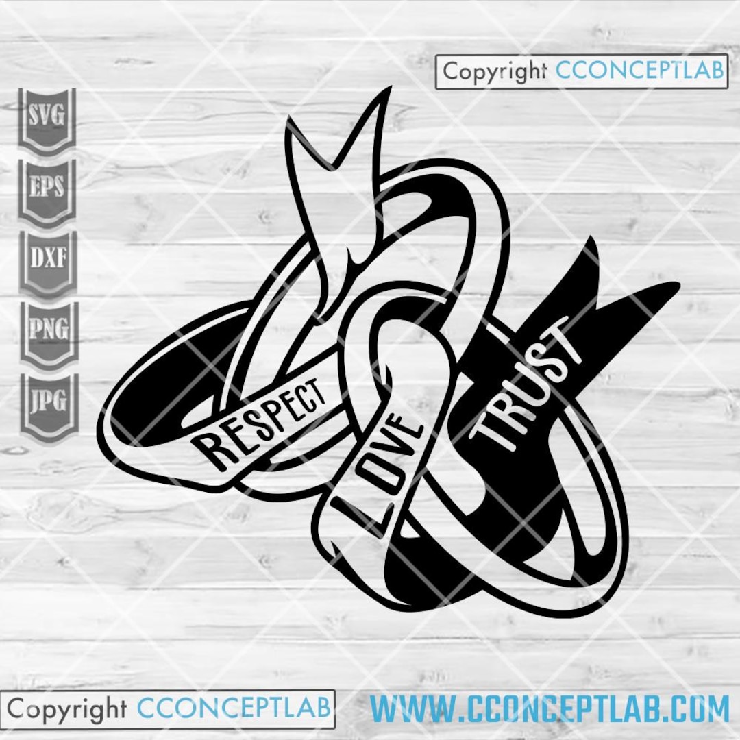 Wedding Ring Svg | Respect Love Trust Cutfile | Promise Ring Stencil ...
