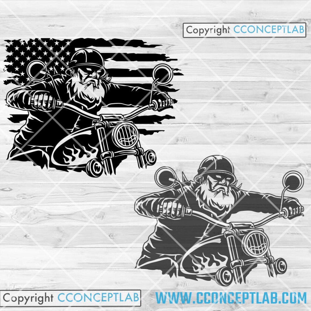 US Biker Svg Motorbike Clipart Rider Dad Cutfile Big Bike Rally Stencil ...