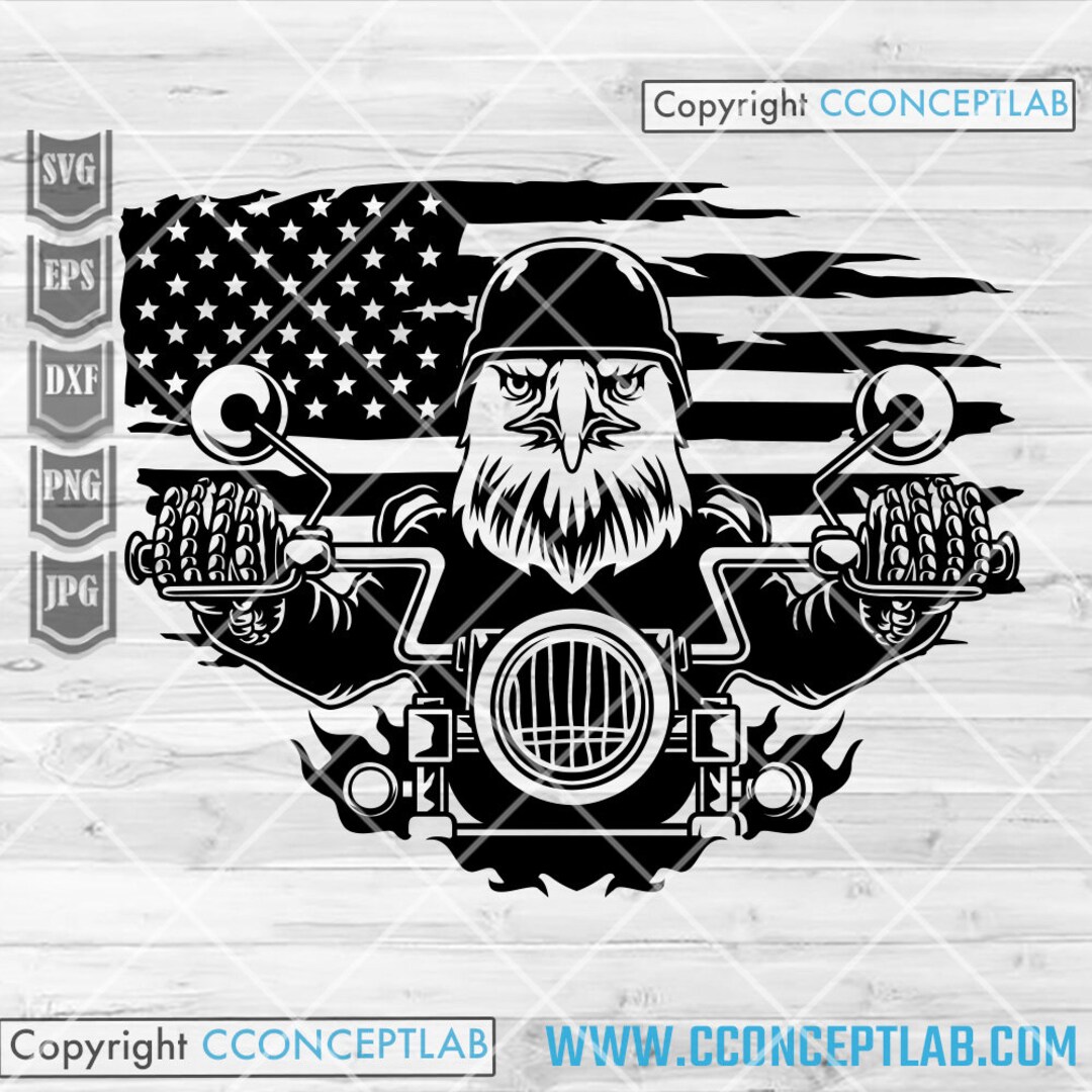 US Biker Eagle Svg | Ride Rally Clipart | Big Bike Cutfile | Patriotic ...