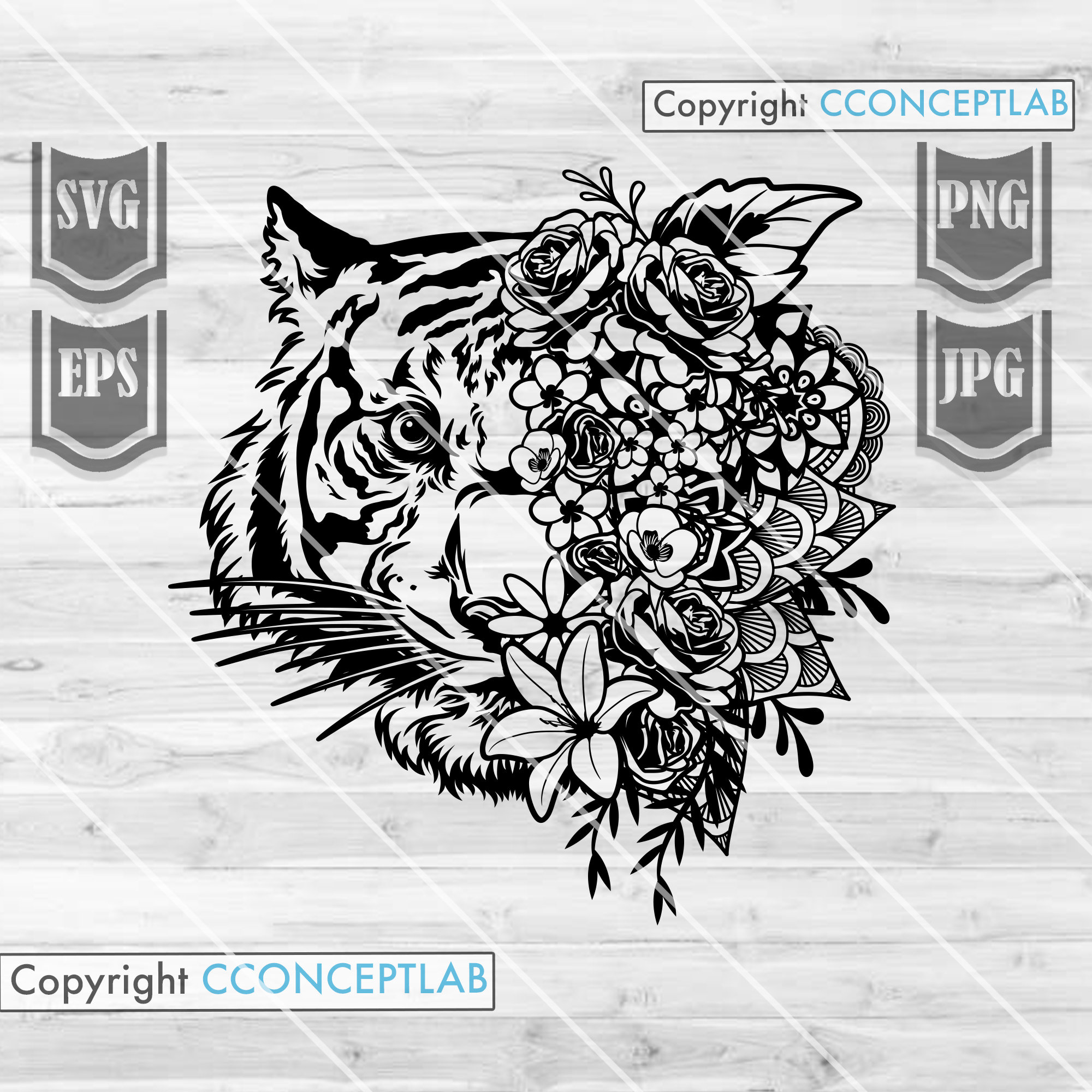 Floral Tiger Svg File Tiger Svg Tiger Cut Files - Etsy