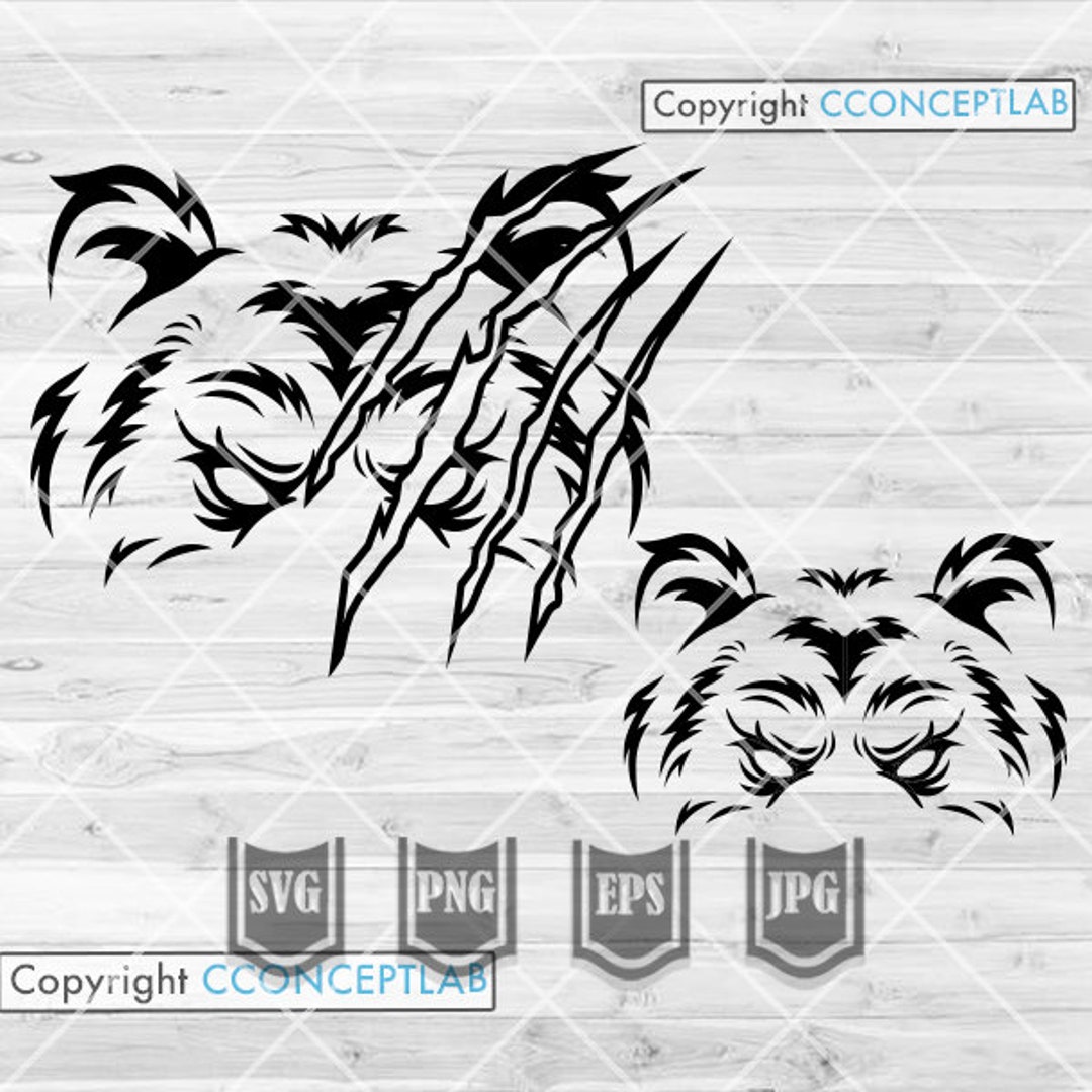 Wild Bear Scratch Svg Grizzly Clipart Beast Claws Cut File Angry Bear ...