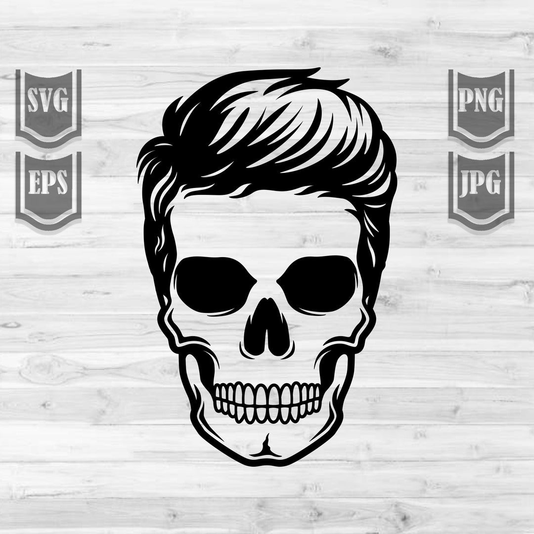 Man Skull Svg File || Faded Hair Skull Svg || Gentleman Skull Svg ...