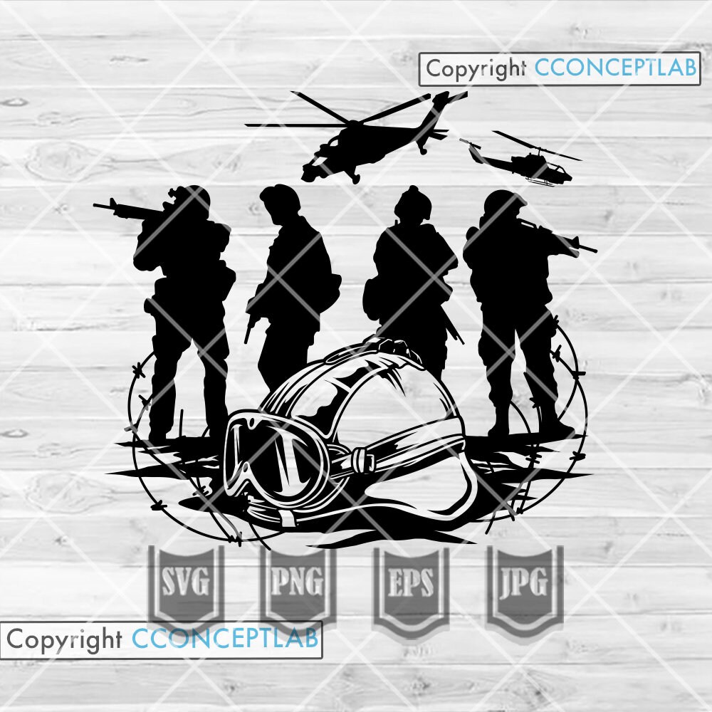 Military Scene Svg | Combat War Zone Clipart | Support All Troops ...