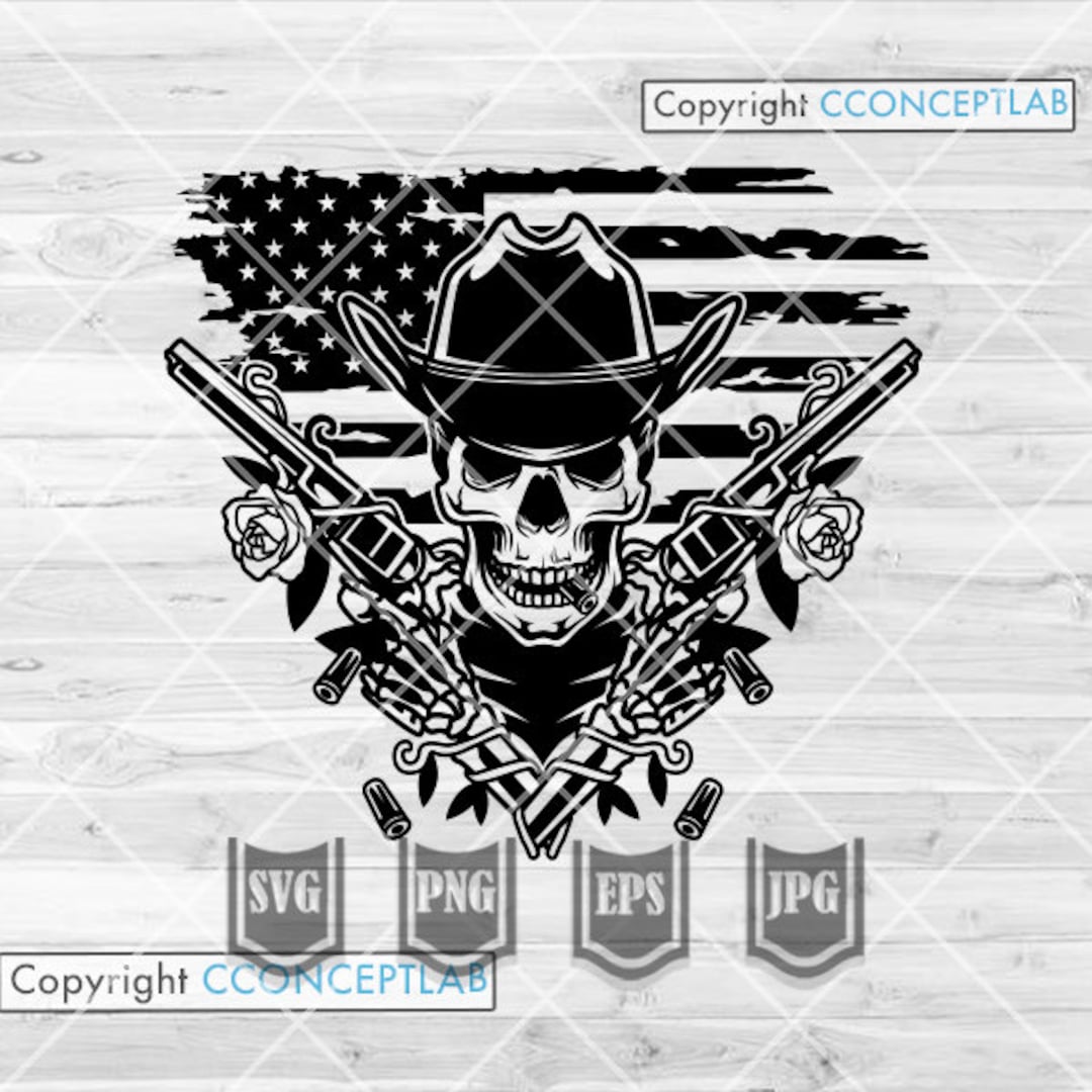 US Cowboy Skull Clipart | Cowboy Skull Svg | Cowboy Cutfile | Howdy Svg ...