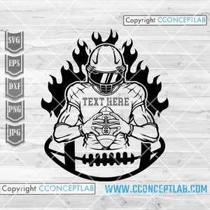 Flaming Football Player Svg | Midfielder Dxf | USA Sports Dad Cutfile ...
