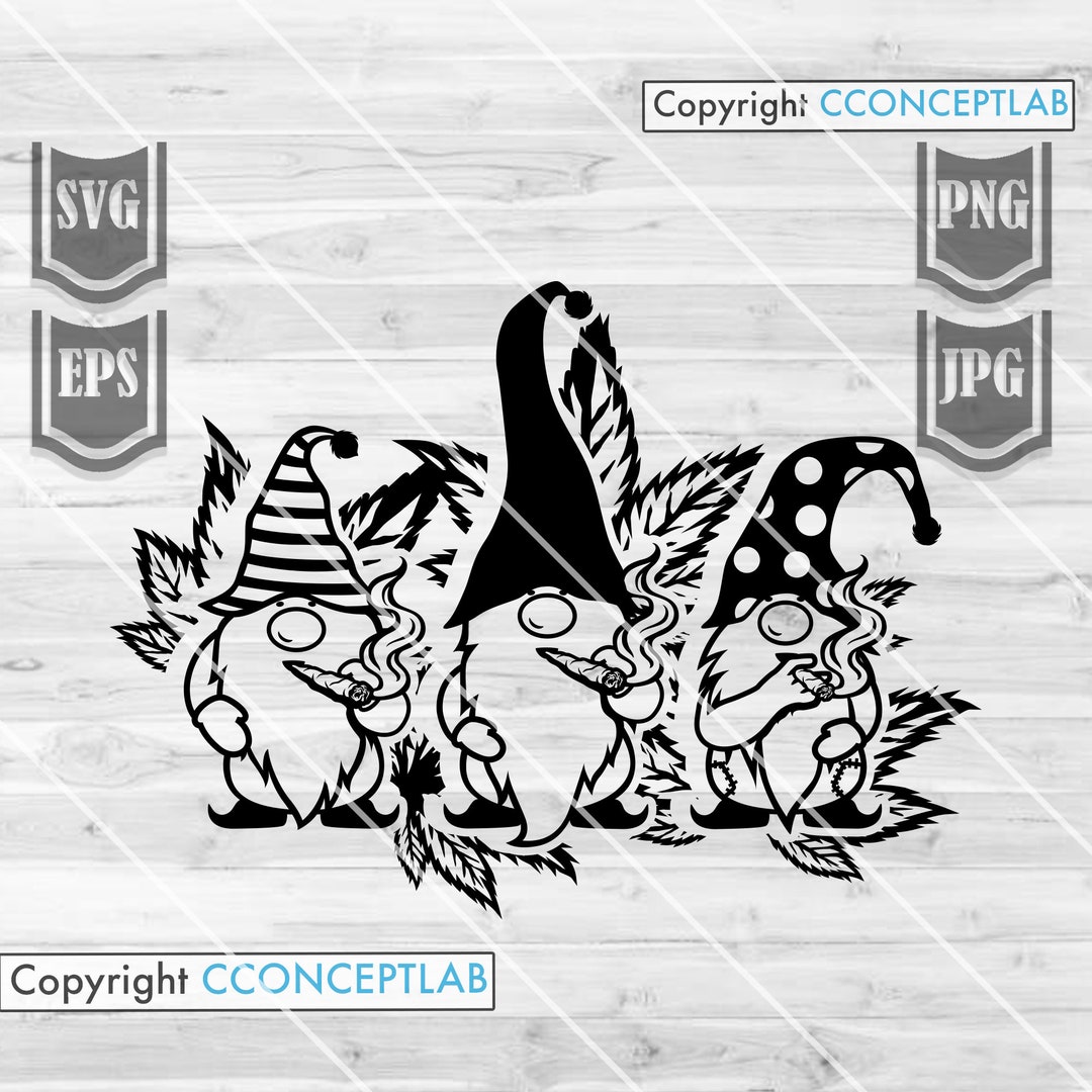 Gnomes Smoking Weed Svg Cannabis Clipart Marijuana Stencil 420 Rasta ...