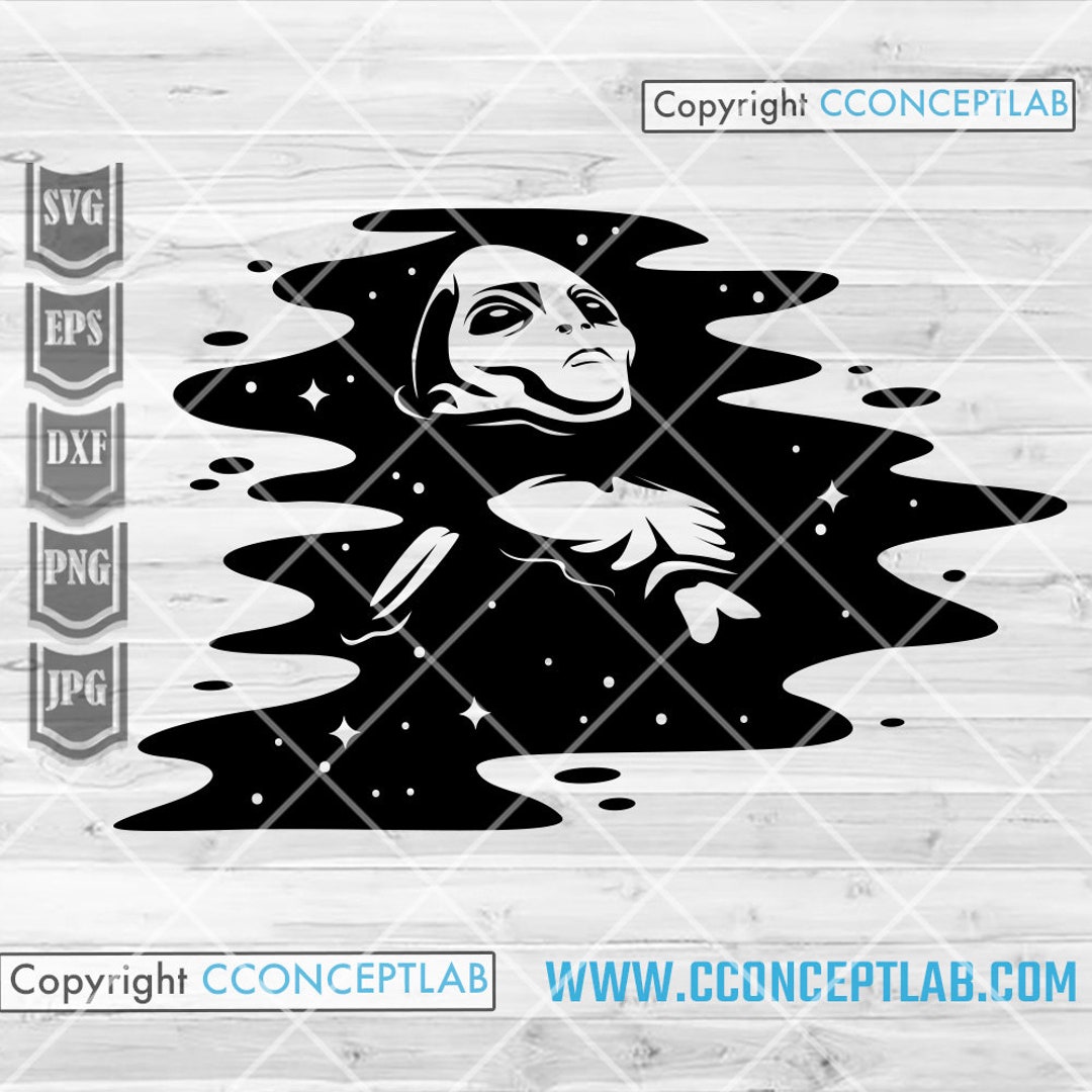 Alien Floating Svg | UFO Cutfile | Outer Space Being Clipart ...