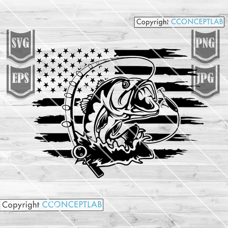 US Bass Fishing Svg Bass Fish Svg Bass Svg Fishing | Etsy