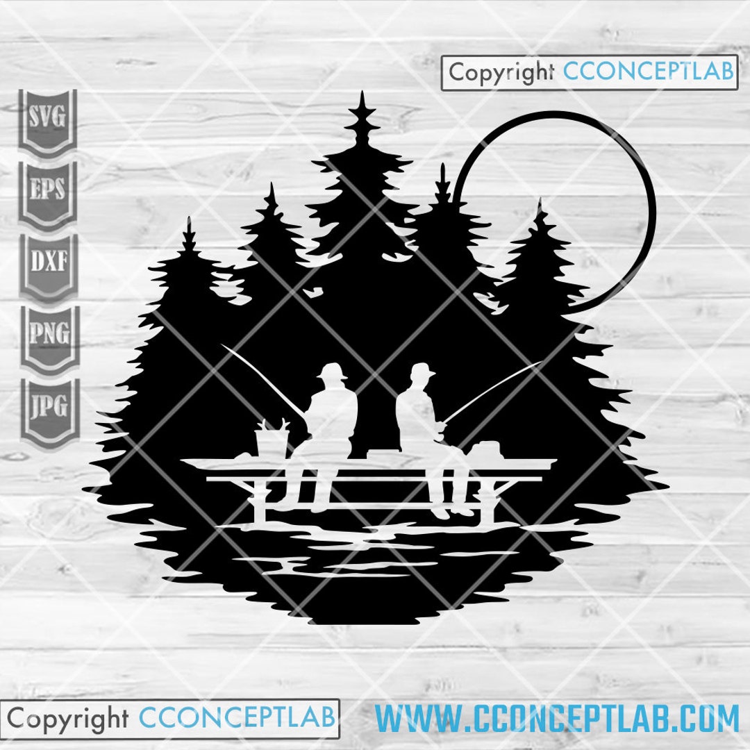 Lake Fishing Svg | Angler Dad Clipart | River Angling Stencil | Camping ...