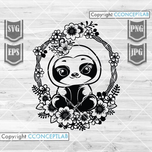 Cute Sloth SVG File Sloth Clipart Baby Sloth Svg Animal - Etsy