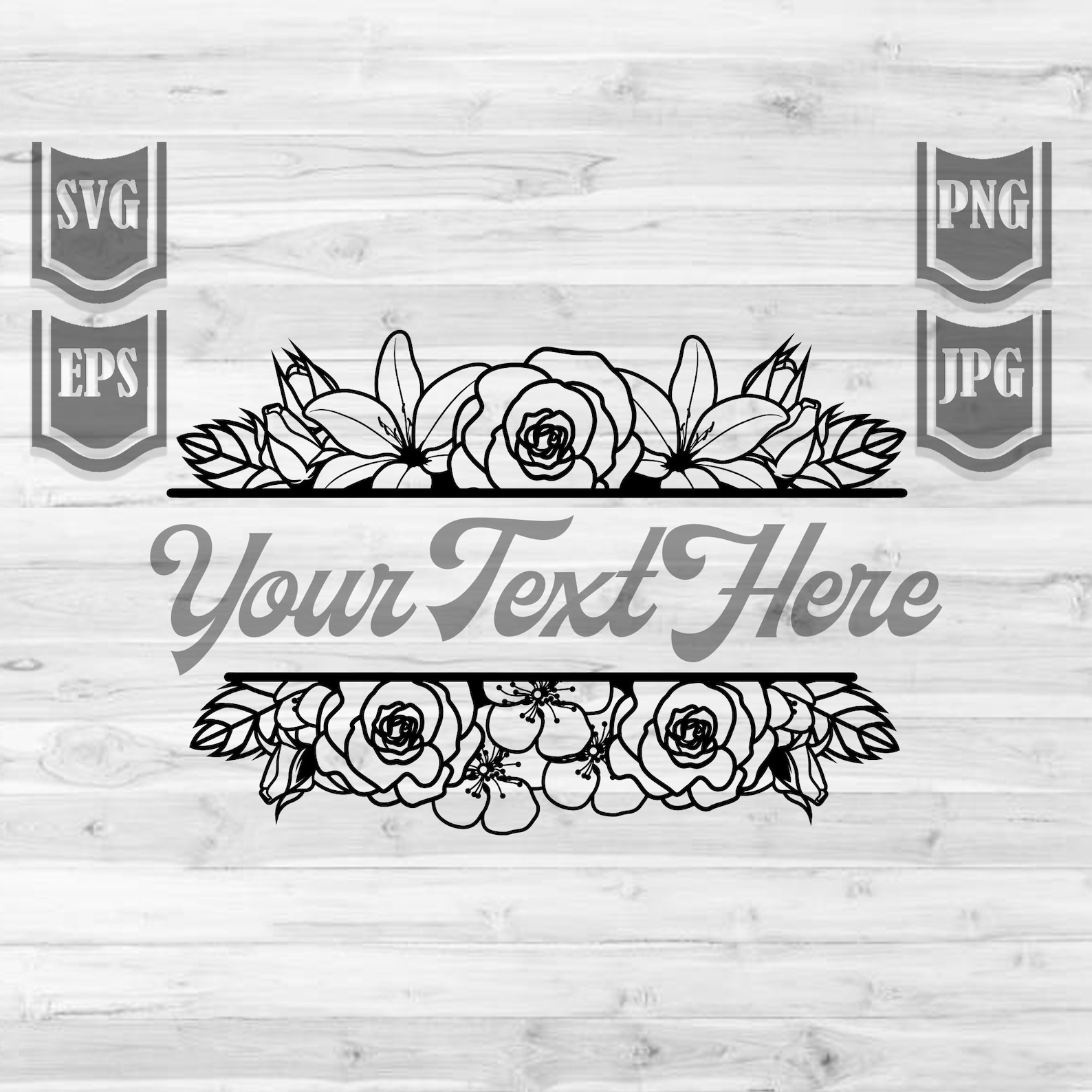 Floral Border Svg Flower Text Label Cutfile Wedding - Etsy