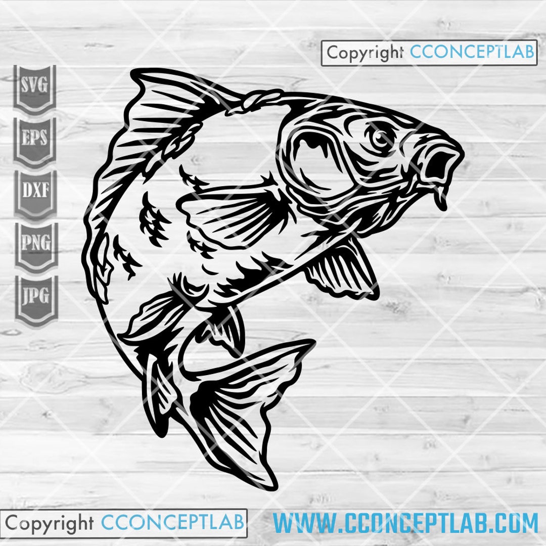 Carp Fish Svg | River Fishing Clipart | Angler Dad Cutfile | Fresh ...