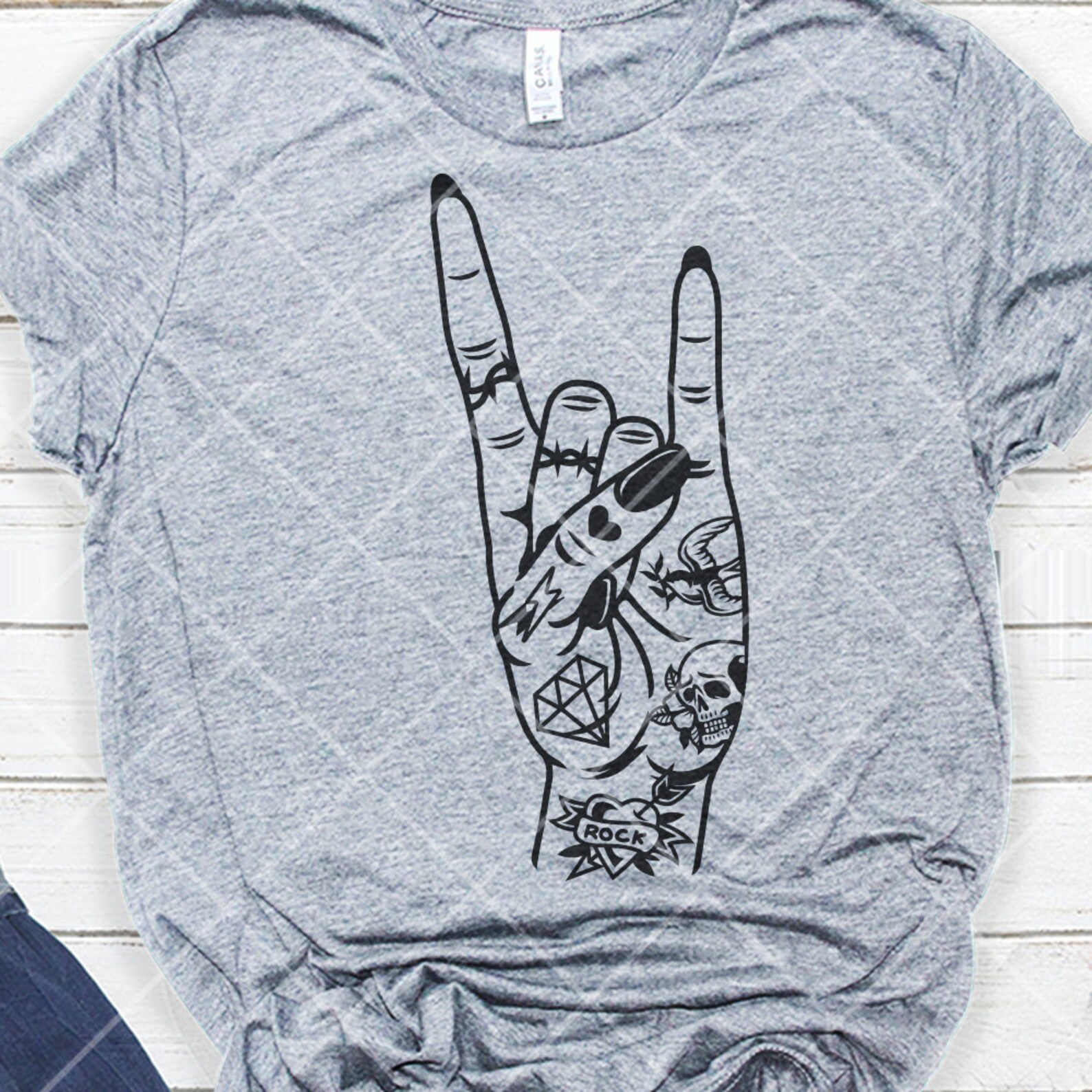 Woman Hand Rock Sign With Tattoo Svg | Rocker Mom Clipart | Pretty Rock ...