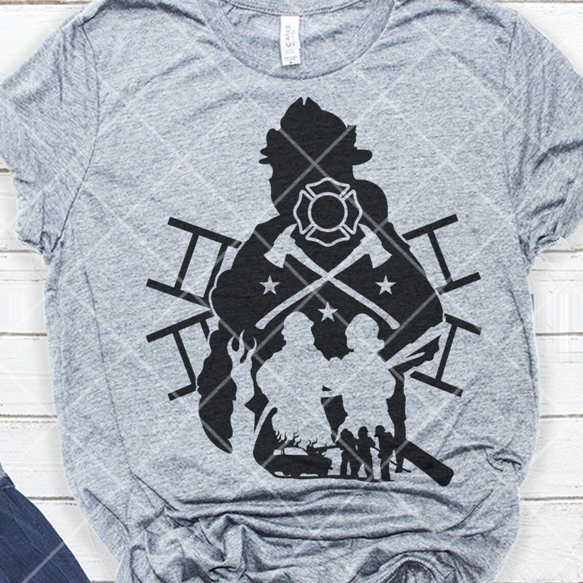 Fire Fighter Scene Svg Fire Ladder Stencil Fire Department - Etsy