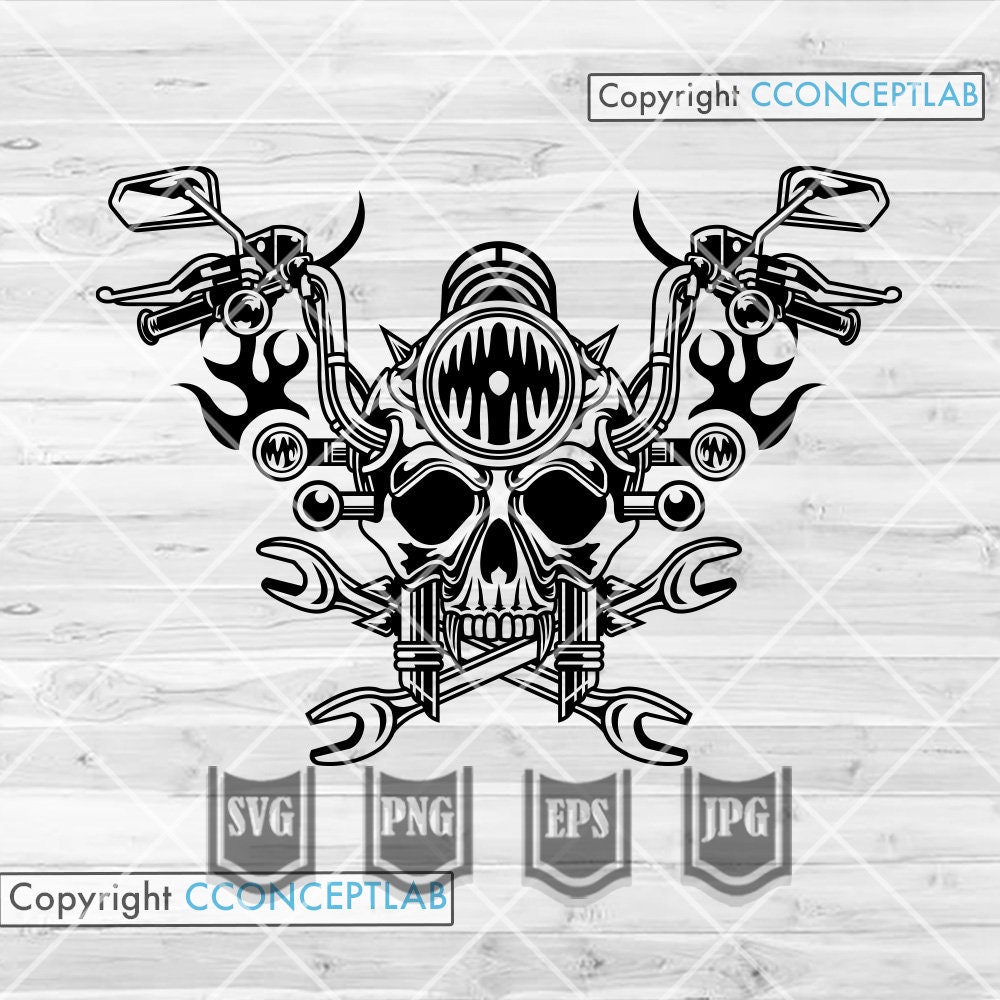 Biker Skull Svg Bike Rally T-shirt Design Png Rider Skull - Etsy