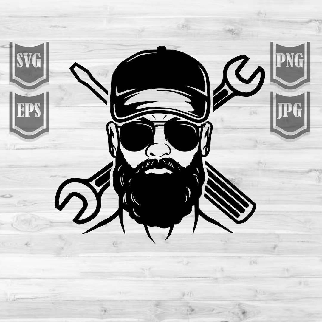 Beard Man Mechanic Svg File || Mechanic Svg || Mechanic Shirt || Beard ...