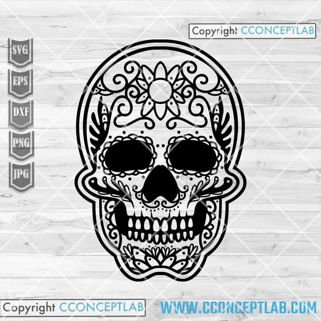 Skull Svg | Sugar Skull Clipart | La Muerte Stencil | Halloween Shirt ...