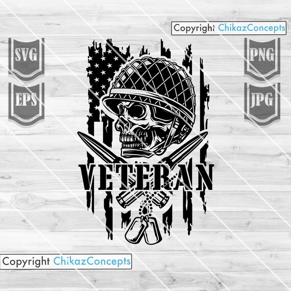 USA Veteran Skull Svg File US army Veteran Svg Veteran | Etsy