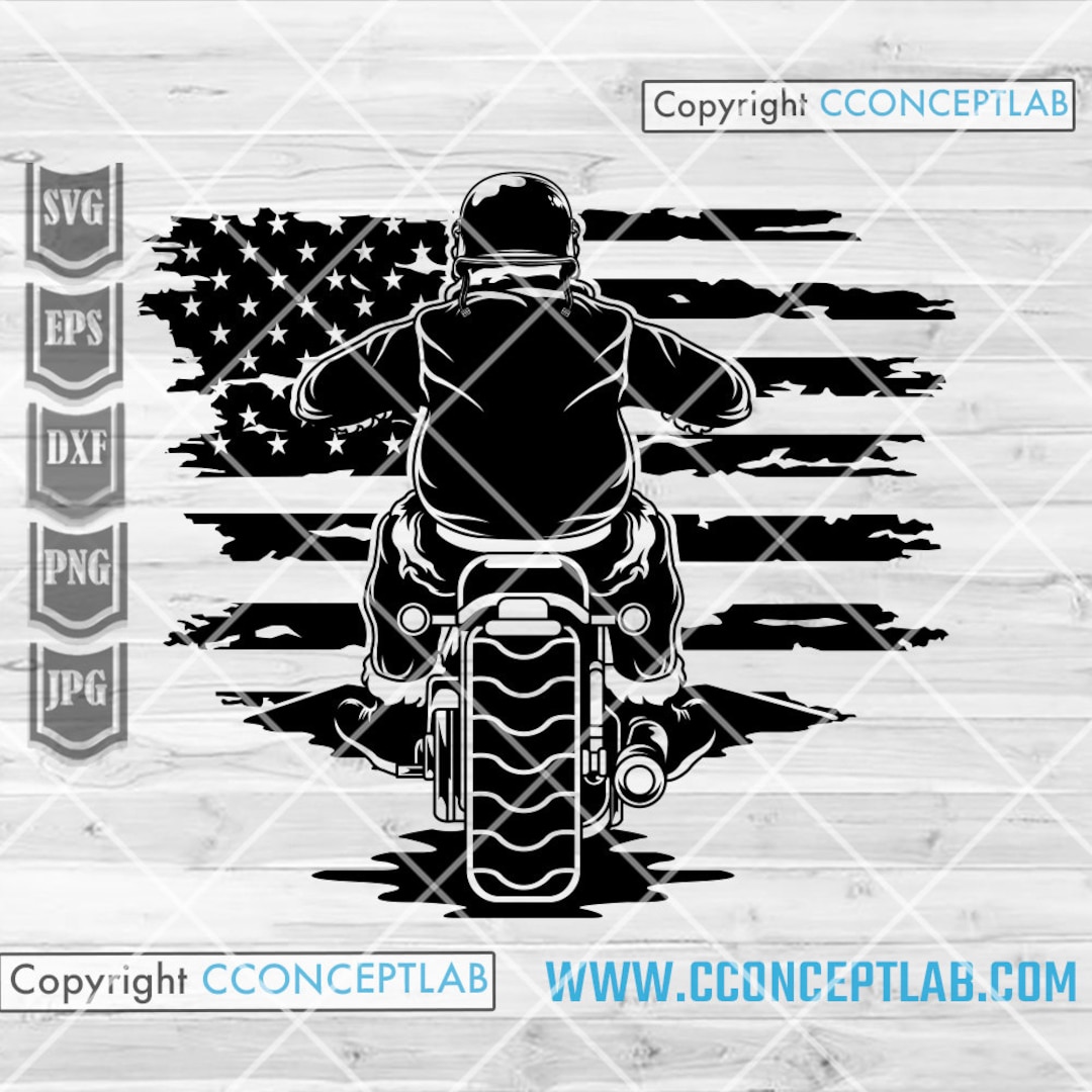 US Biker Scene Svg | Rider Back View Clipart | Sports Dad Cutfile | USA ...