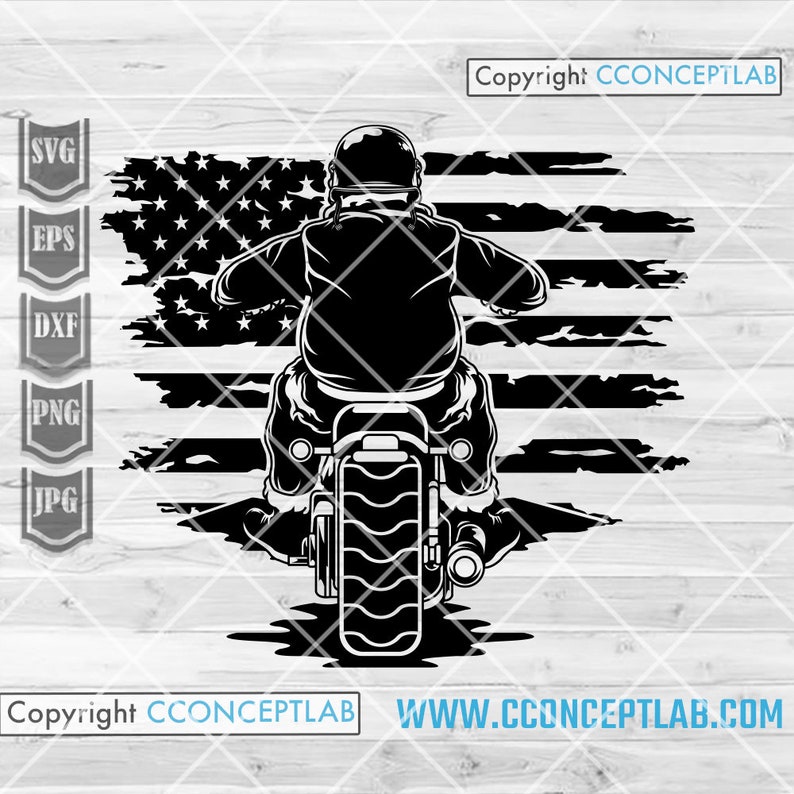 US Biker Scene Svg Rider Back View Clipart Sports Dad - Etsy
