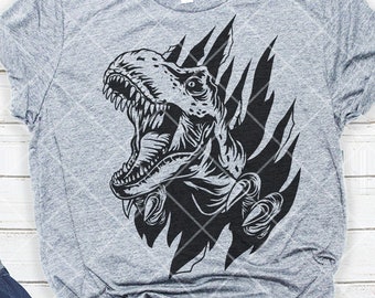 T-rex Svg | Tyrannosaurus Clipart | Ripped Dino Cutfile | Wild Dinosaur ...