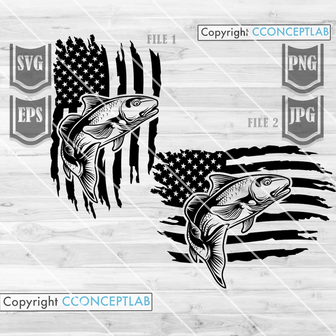 USA Flag Red Fish || Svg File || Fishing Monogram || US Fishing Club ...