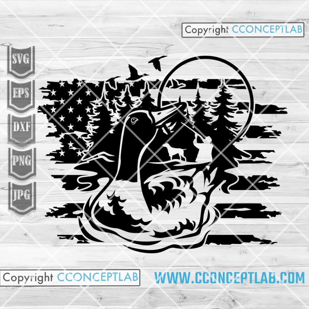 US Duck Hunting Scene Svg | Hunter Dad Clipart | Waterfowl Cutfile ...