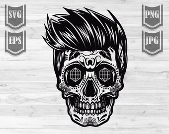 Rockabilly Skull SVG - Etsy