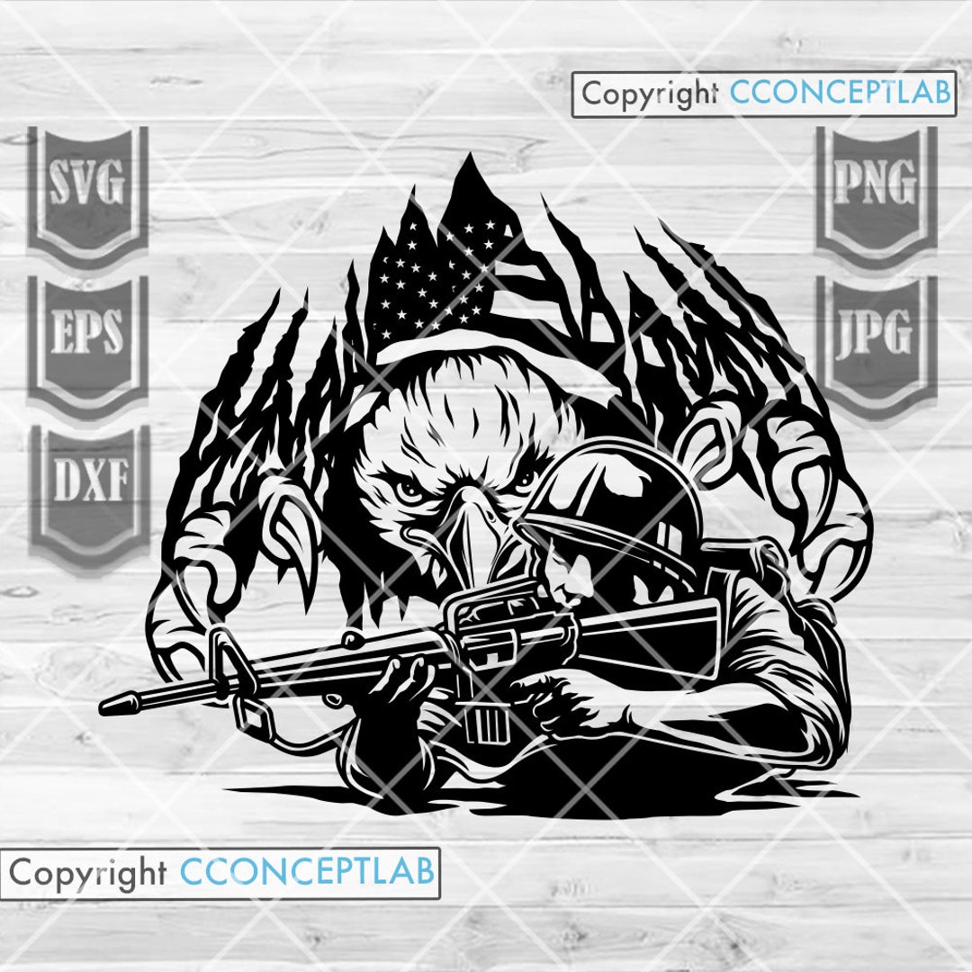 US Eagle Soldier Battlefield Svg | Military Clipart | Veteran Dad Cut ...