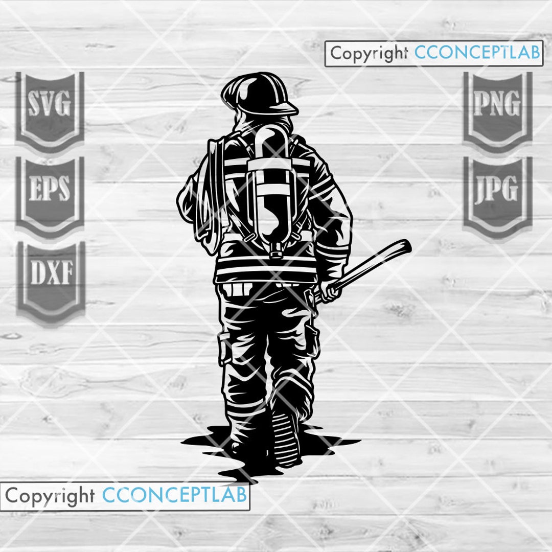 Firefighter Svg | Fireman Dad Clipart | Red Thin Line Cut File | First ...