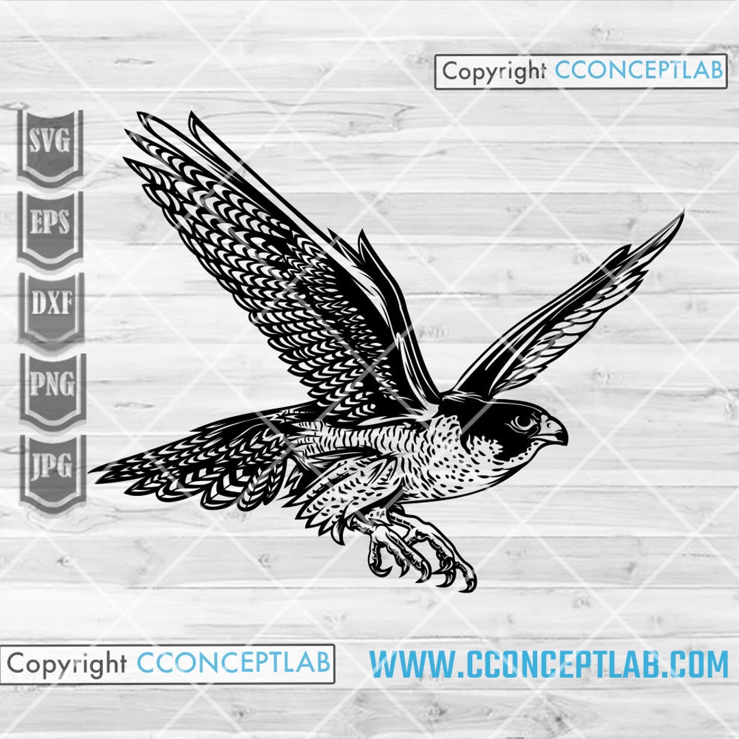 Falcon Svg | Military Animal Stencil | Patriotic Eagle Cutfile | Zoo ...