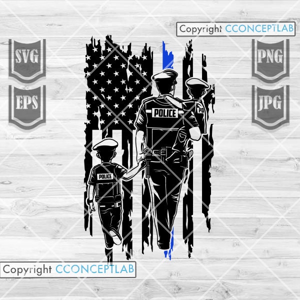 US Police Dad With Sons Svg Police Dad Svg Police Dad - Etsy