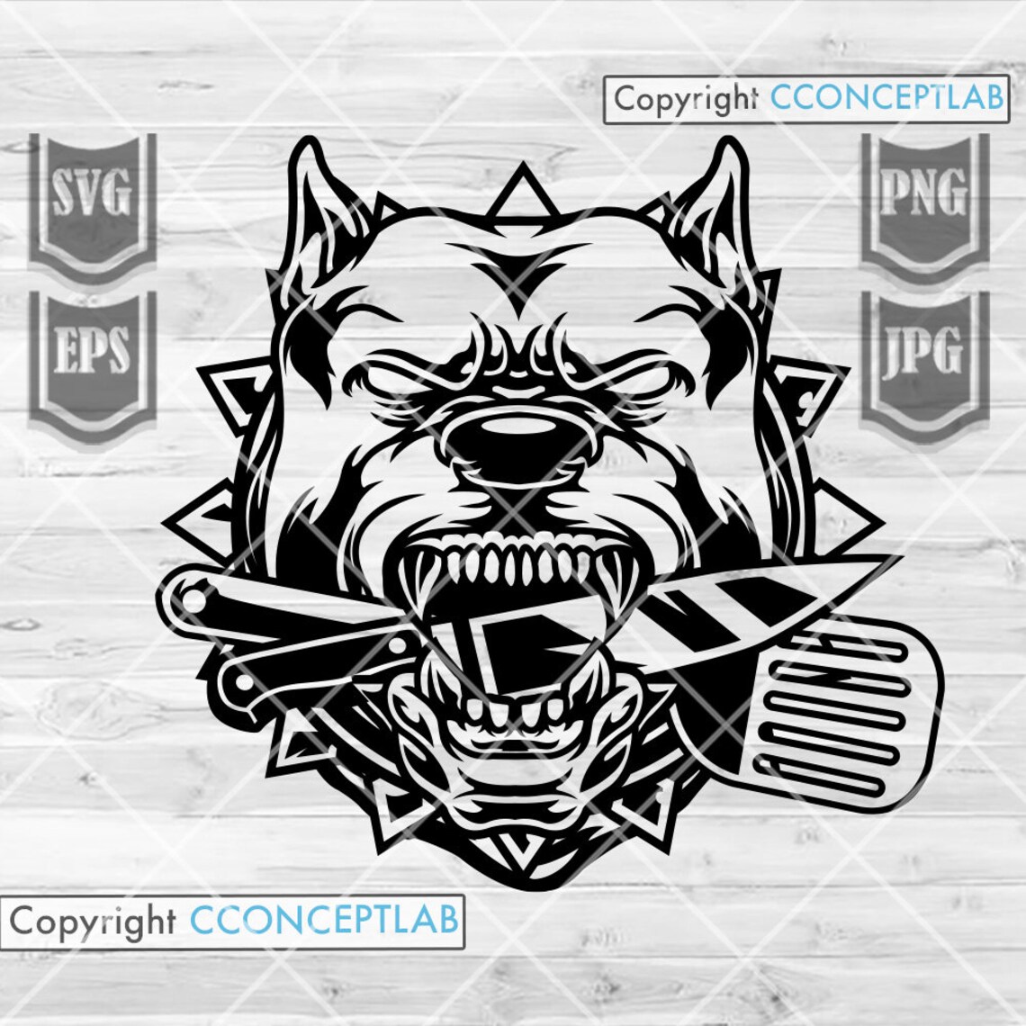 Pitbull Bite Chef Tools Svg | Wild Cooking Head Clipart | Beast Dog ...