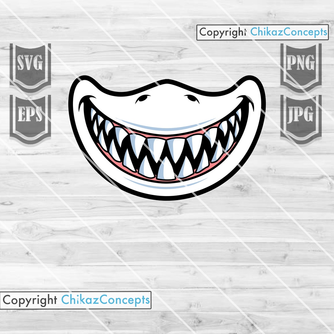 Sharp Shark Teeth Svg | Animal Bite Clipart | Killer Smile Stencil ...