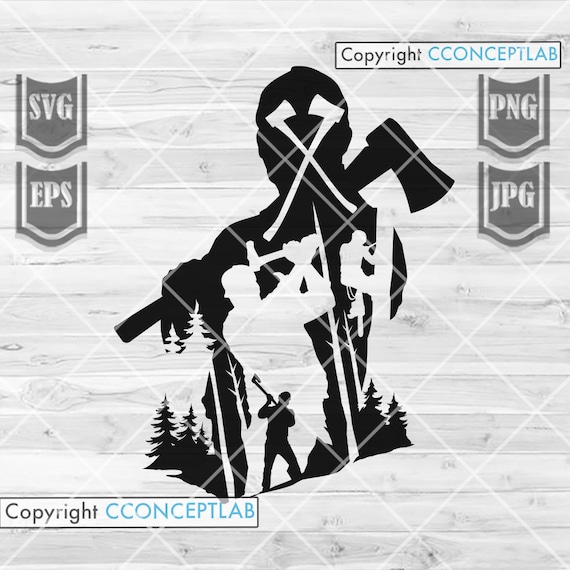 Lumberjack Scene Svg Logging Service Logo Clipart Crossed - Etsy