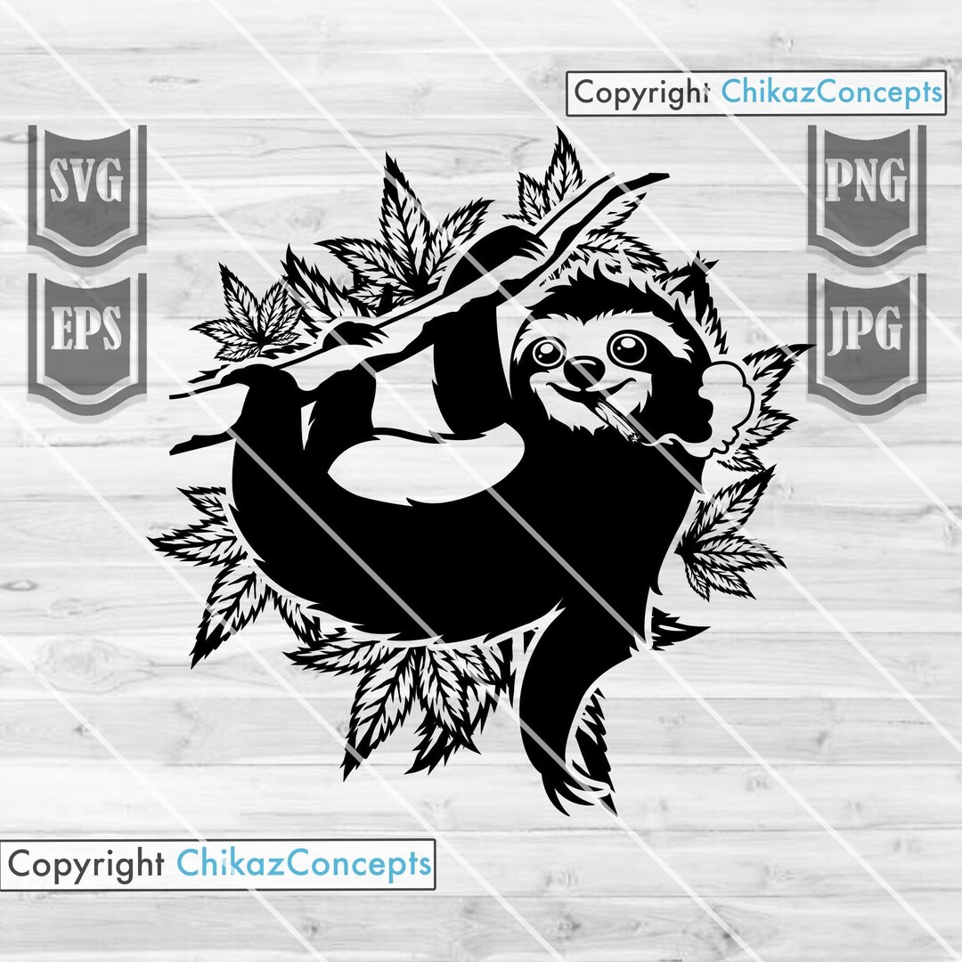 Weed Svg | Sloth Smoking Joint Clipart | 420 Rasta Shirt Png | High Pop ...