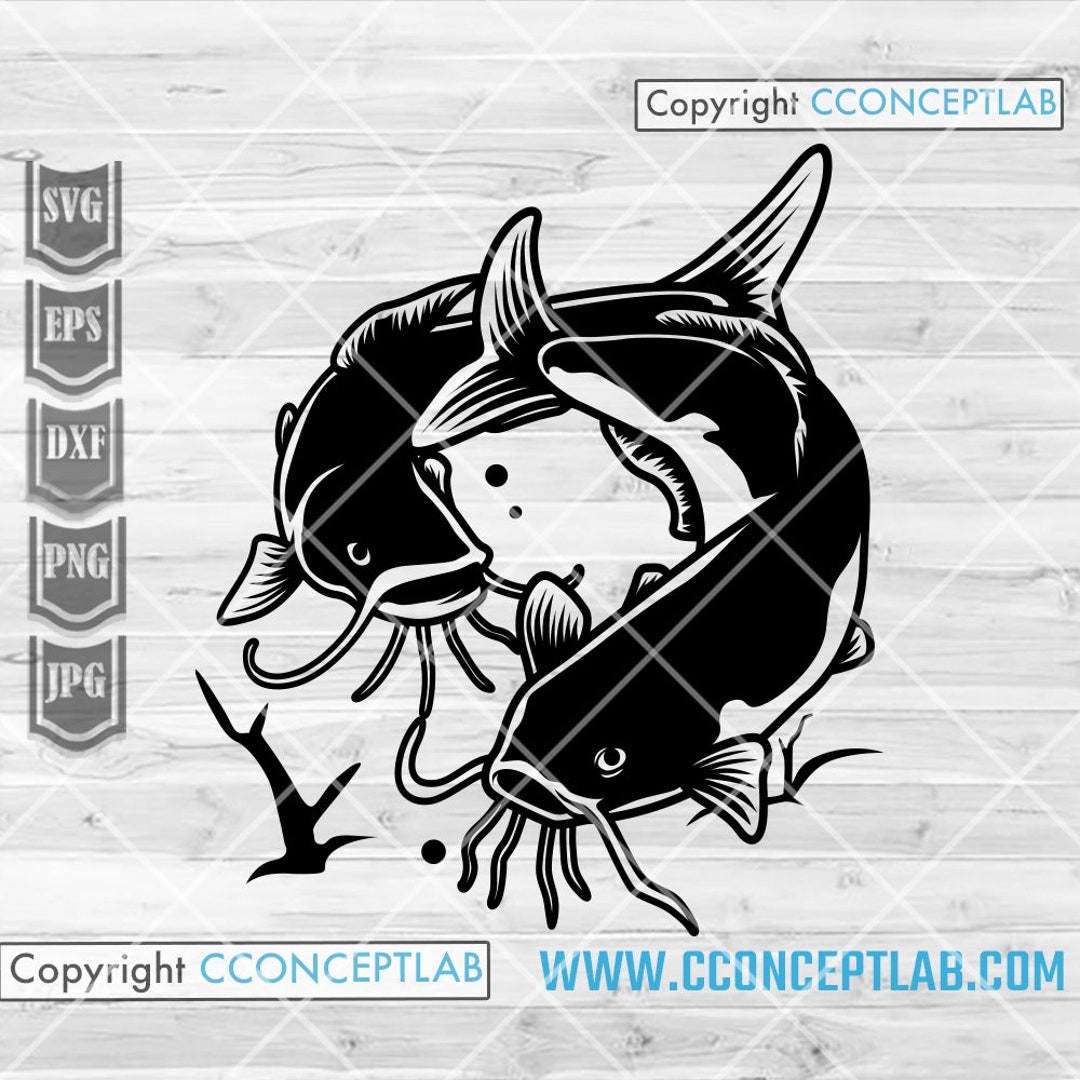 Catfish Svg | Cat Fish Clipart | Angler Dad Cutfile | Lake Angling ...