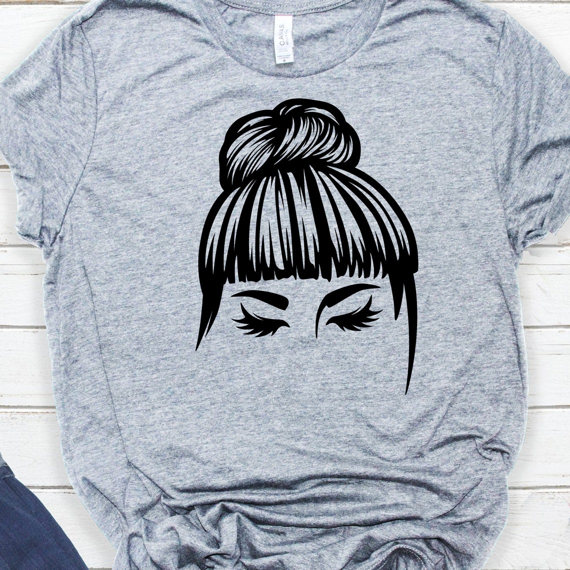 Bundle 3 Messy Bun Hair Svg File Messy Hair Style Svg - Etsy